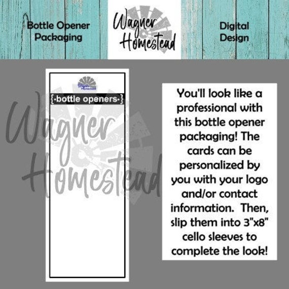 Bottle Opener Display Packaging Card Instant Digital Download | Etsy