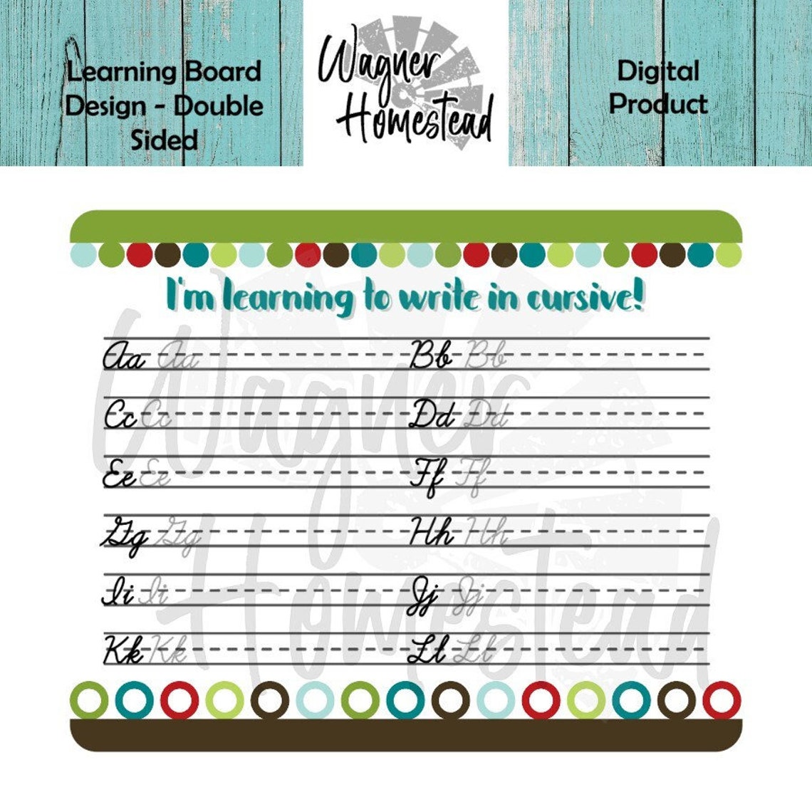 Writing in Cursive Learning Board Tracing Board: Sublimation - Etsy