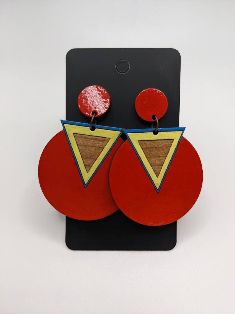 Red Punk Rock 80's Inspired Statement Earrings - Etsy