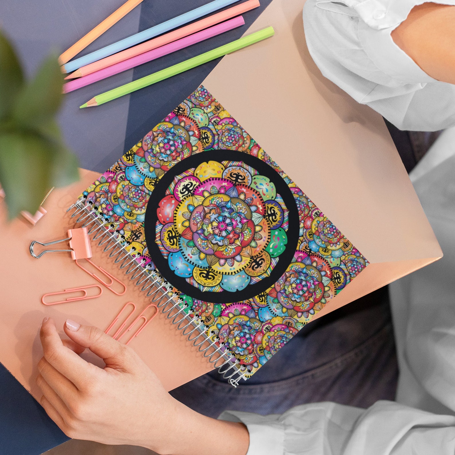 Mandala Spiral Notebook, Art Journal, Zen, Yoga, Meditation, Calming ...