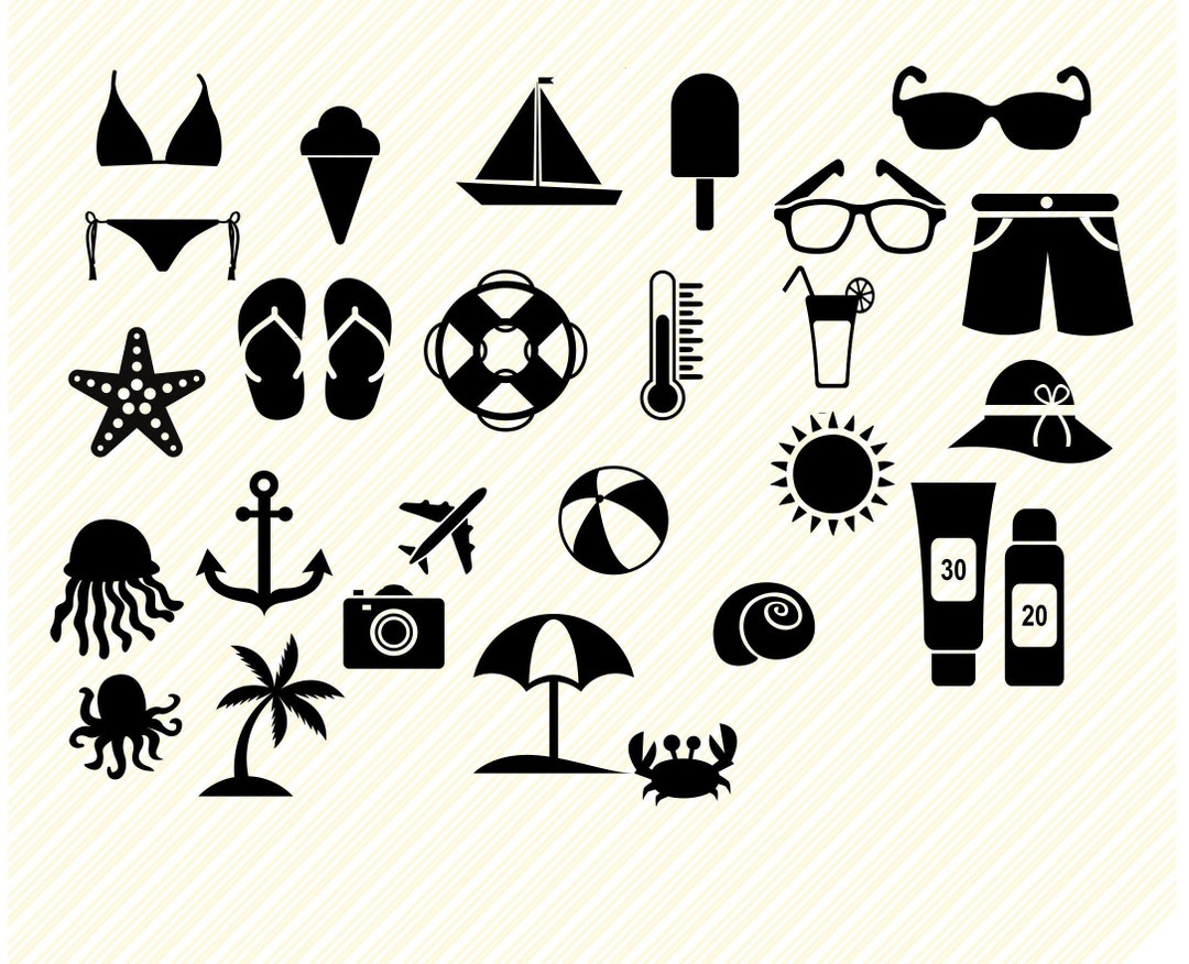 Beach Bundle, Summer Icons,svg PNG Files for Cutting Machines, Digital ...