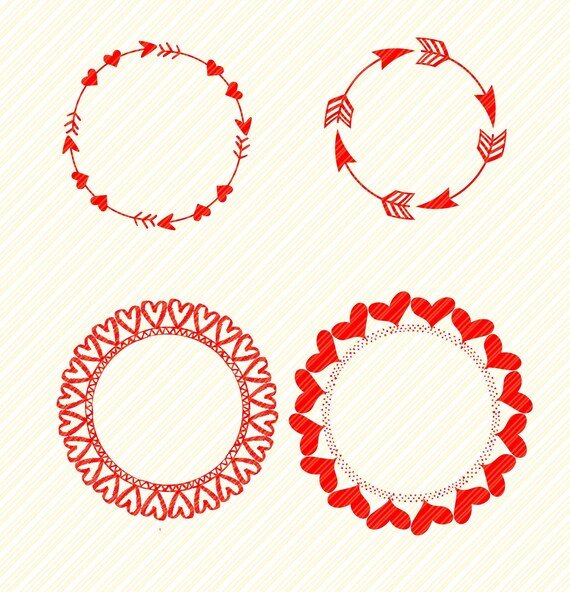 Valentine Monogram Frame Heart Monogram Frame, Messy Circles, Cut File
