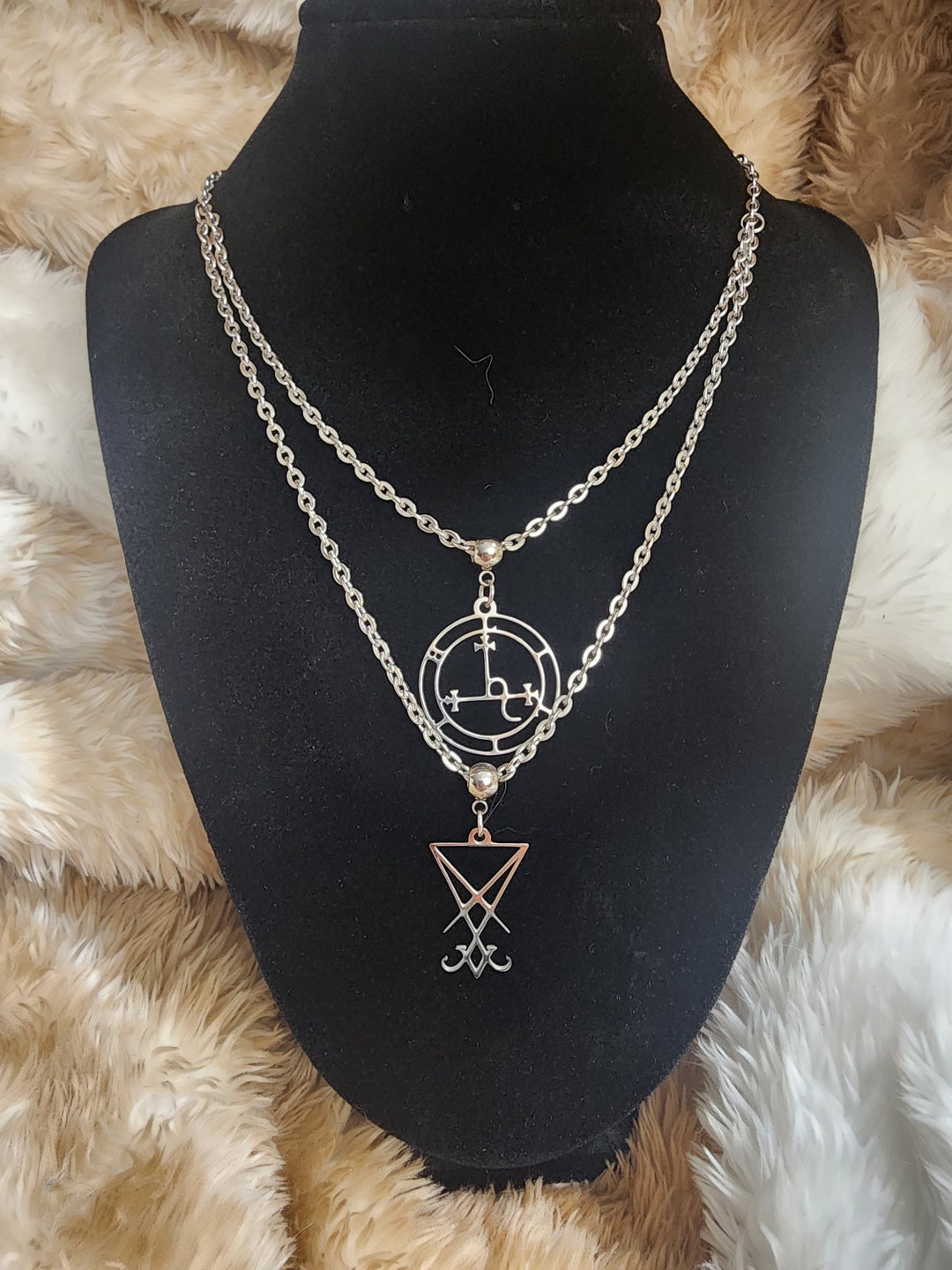 Lilith Sigil and Lucifer Sigil Double Strand Necklace - Etsy