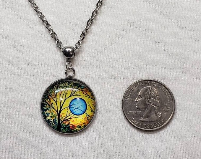 Yellow Tree of Life With Blue Moon Necklace - Etsy