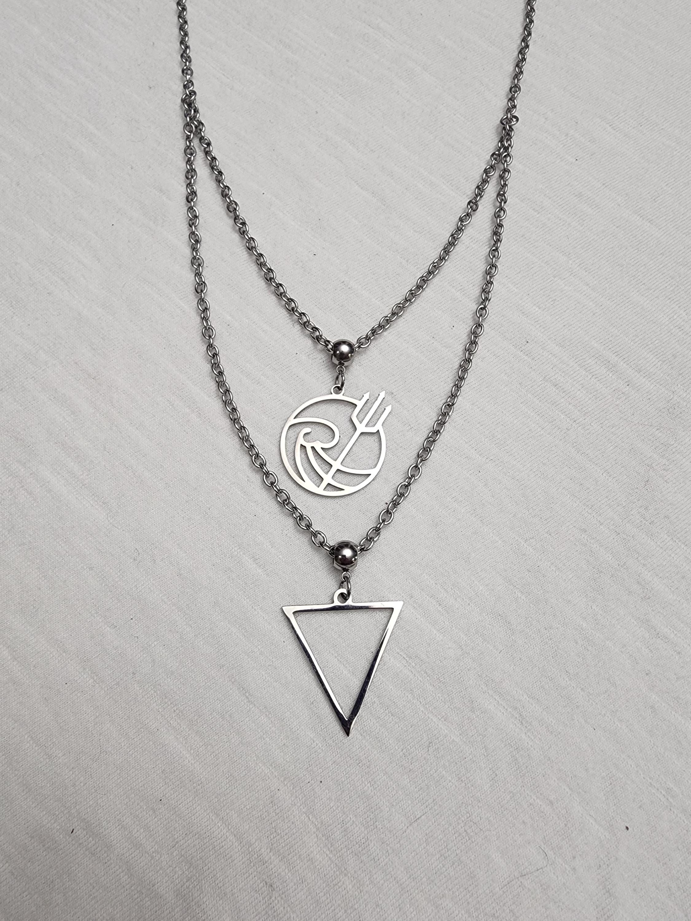 Poseidon and Water Symbol Double Strand Necklace - Etsy