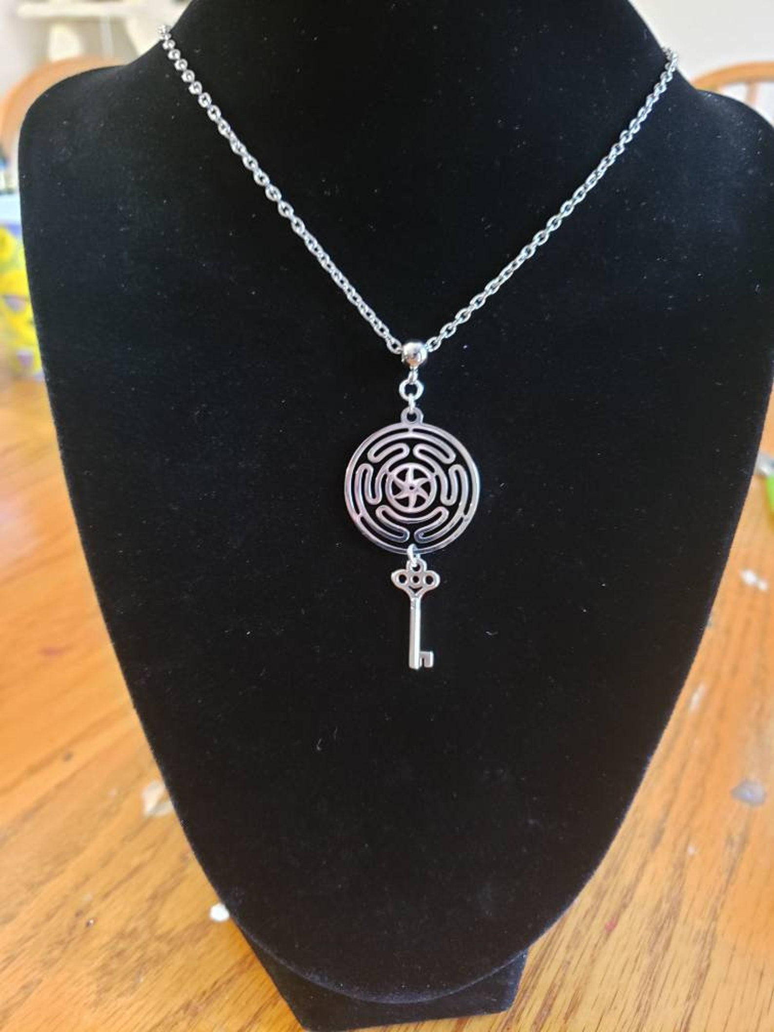 Hekate Wheel With Hanging Key Necklace - Etsy