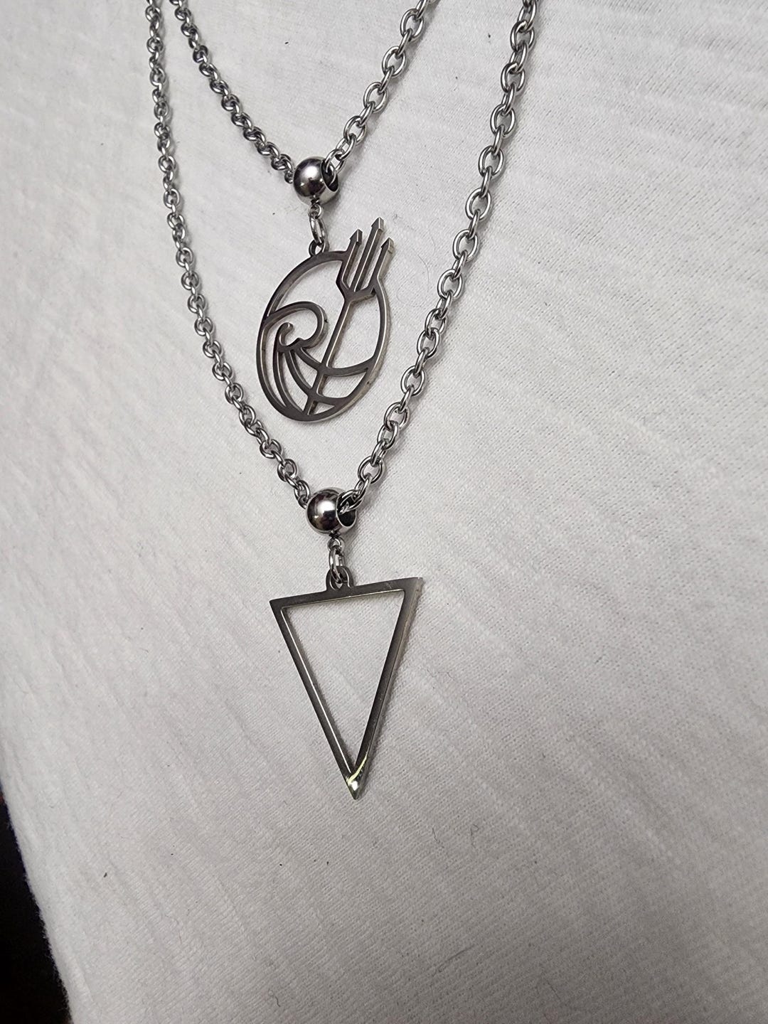 Poseidon and Water Symbol Double Strand Necklace - Etsy