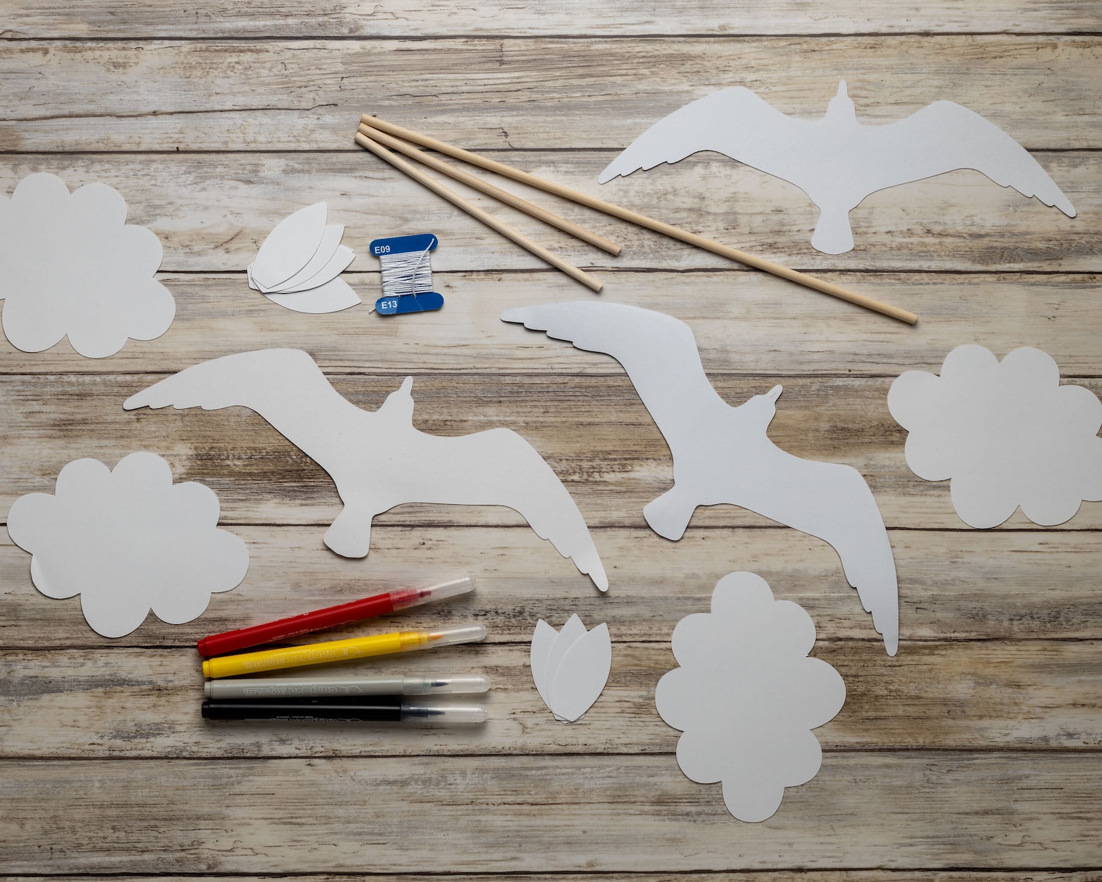 Printable Seagull Baby Mobile Template: Ocean-inspired Paper Bird ...
