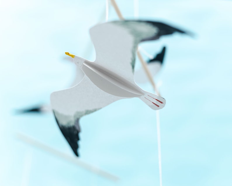 Printable Seagull Baby Mobile Template: Ocean-inspired Paper Bird ...