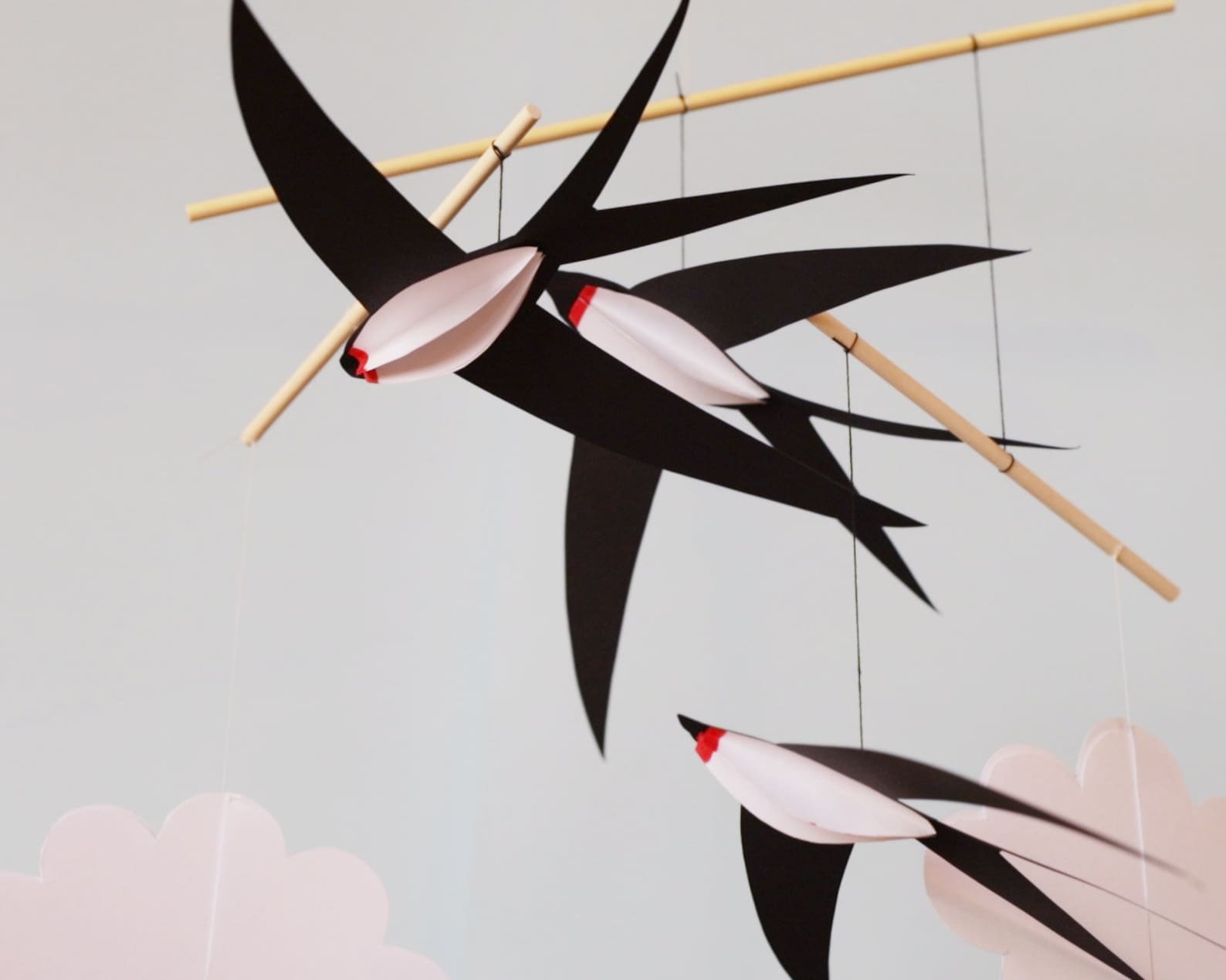 Swallow Bird Mobile DIY Pattern – Black & White High Contrast Flying ...