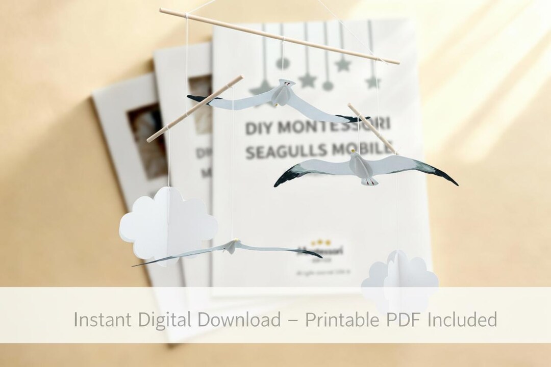 Printable Seagull Baby Mobile Template: Ocean-inspired Paper Bird ...