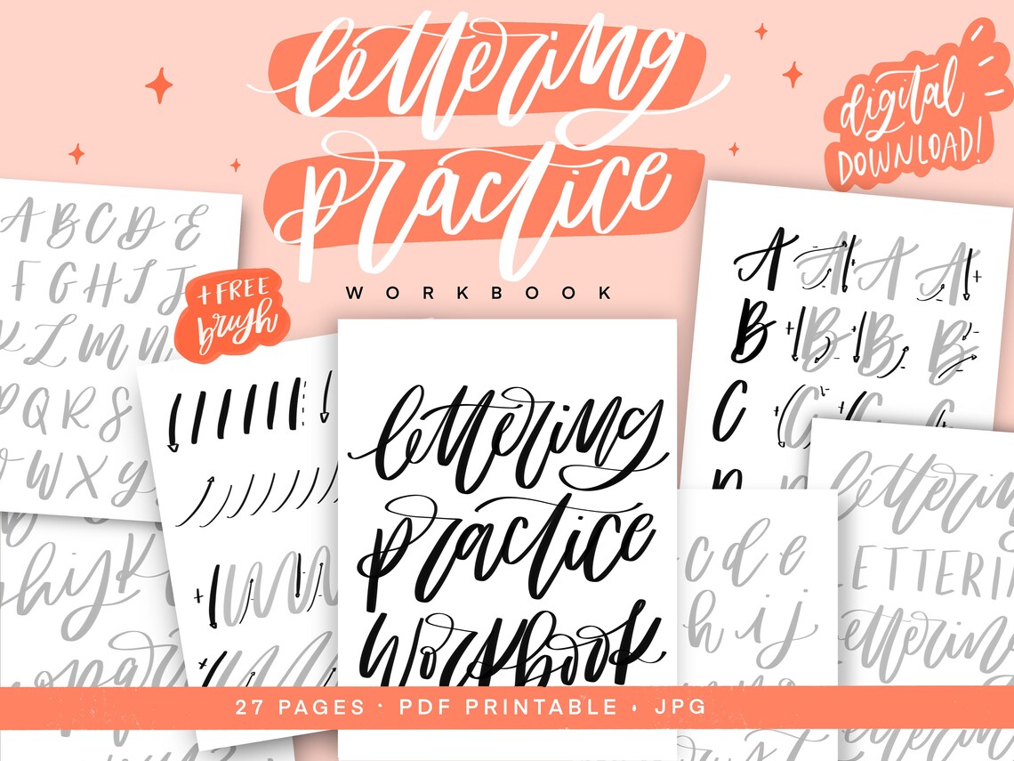 Lettering Practice Workbook Procreate Ipad Lettering - Etsy