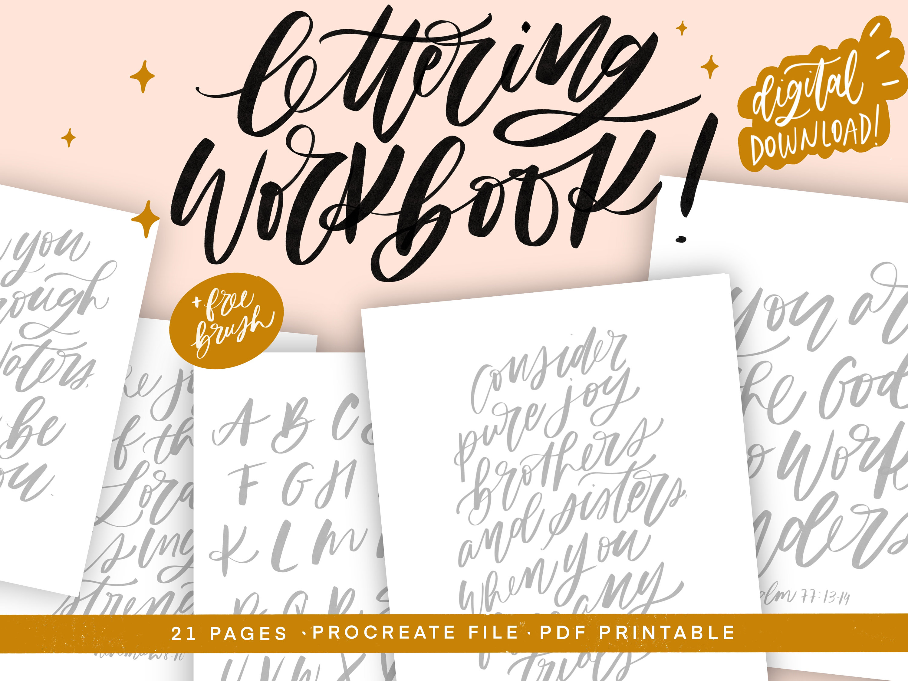 Lettering Practice Workbook, Procreate, iPad Lettering, Workbook ...
