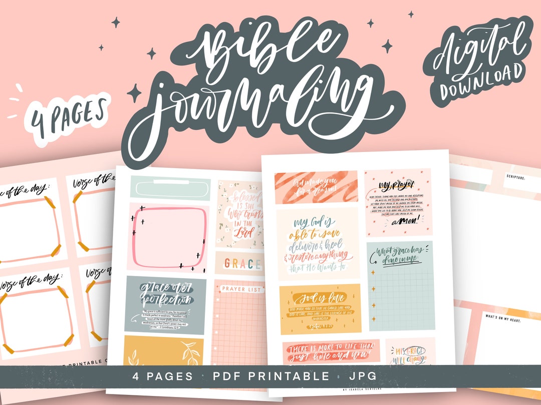 4 Pages Bible Journaling Printable, Digital Download, Christian ...