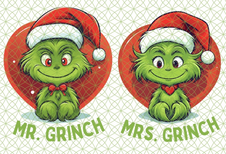 Mr. & Mrs. Grinch Clipart, Grinchmas PNG (digital Download) - Etsy