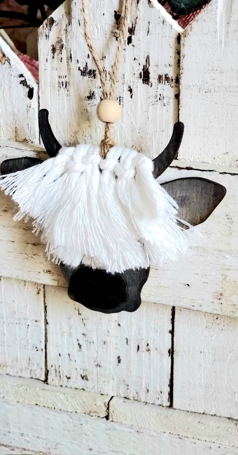Highland Cow Cattle Macrame Car Charm Key Ring Farm Ranch - Etsy