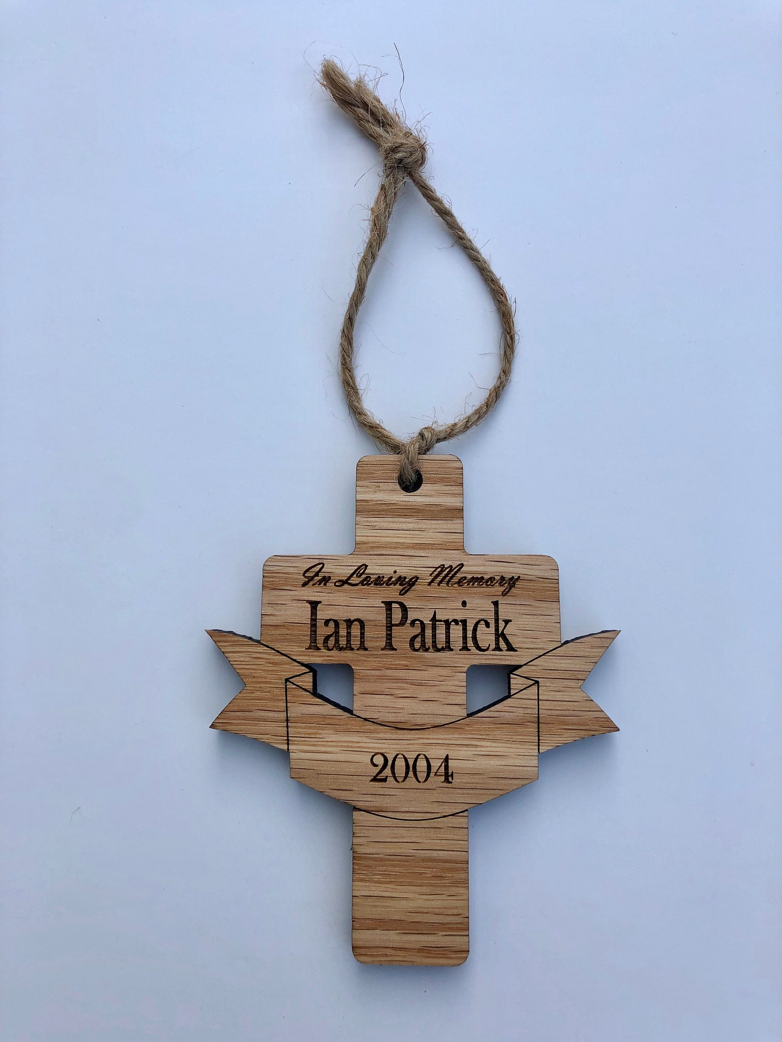 Personalized Memorial Cross With Banner Ornament - Etsy