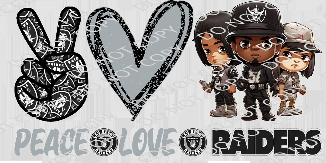 Peace, Love, Raiders Football Custom Transfer Ready to Press Full Color ...