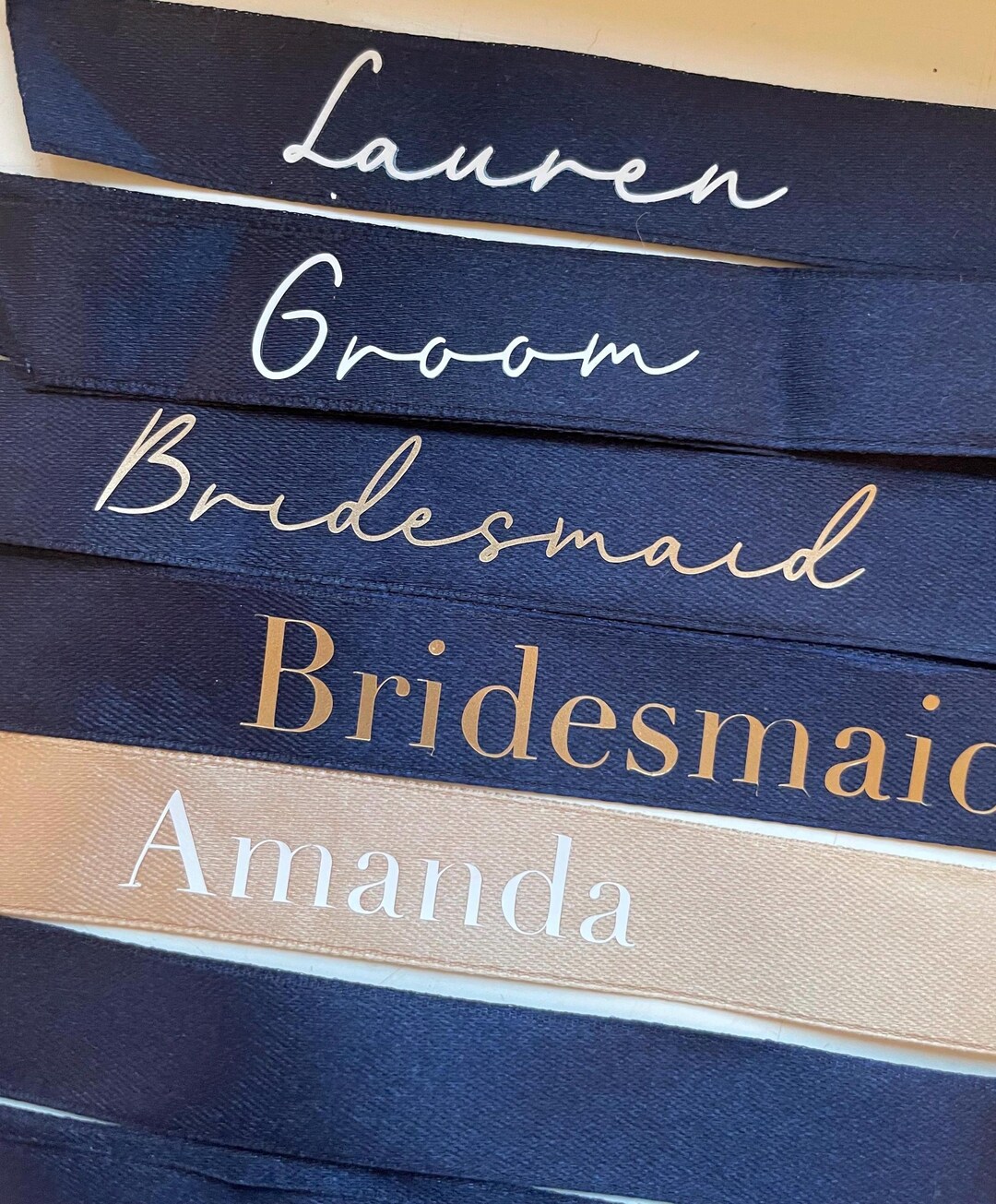 Personalised Ribbon Name Tags | Wedding Place Setting | Custom Drinks ...