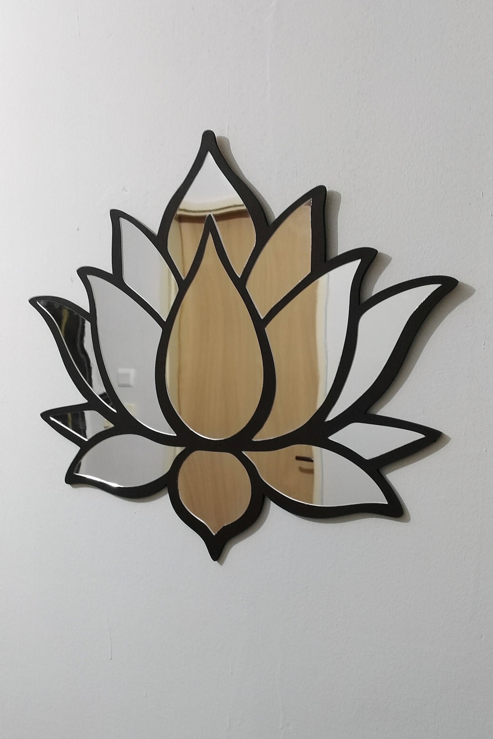 Lasercut Wood Mirror for Wall Lotus Flower Home Decoration Art Decor ...