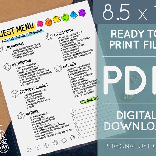 Quest Menu With Side Quest Slots Digital Download | Etsy