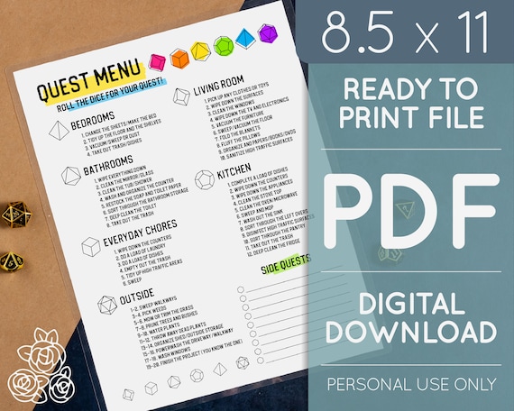 Quest Menu With Side Quest Slots Digital Download | Etsy