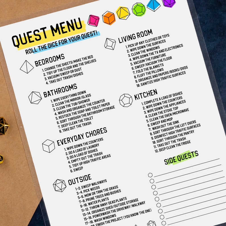 Quest Menu With Side Quest Slots Digital Download - Etsy
