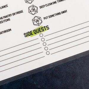 Quest Menu With Side Quest Slots | Digital Download | Printable | Chore ...