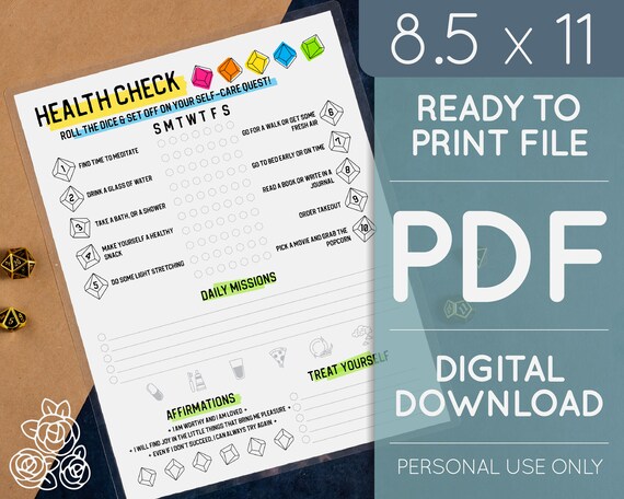Health Check Self Care Tracker Digital Download Printable - Etsy Australia
