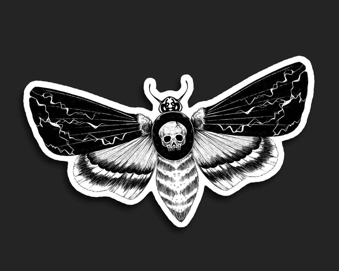 Death's Head Moth Sticker Glossy Vinyl Sticker Waterproof Hand-drawn ...