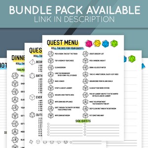 Quest Menu With Side Quest Slots Digital Download Printable Chore List ...