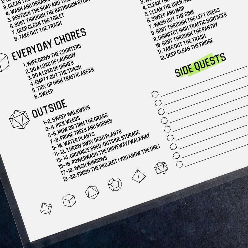 Quest Menu With Side Quest Slots Digital Download - Etsy
