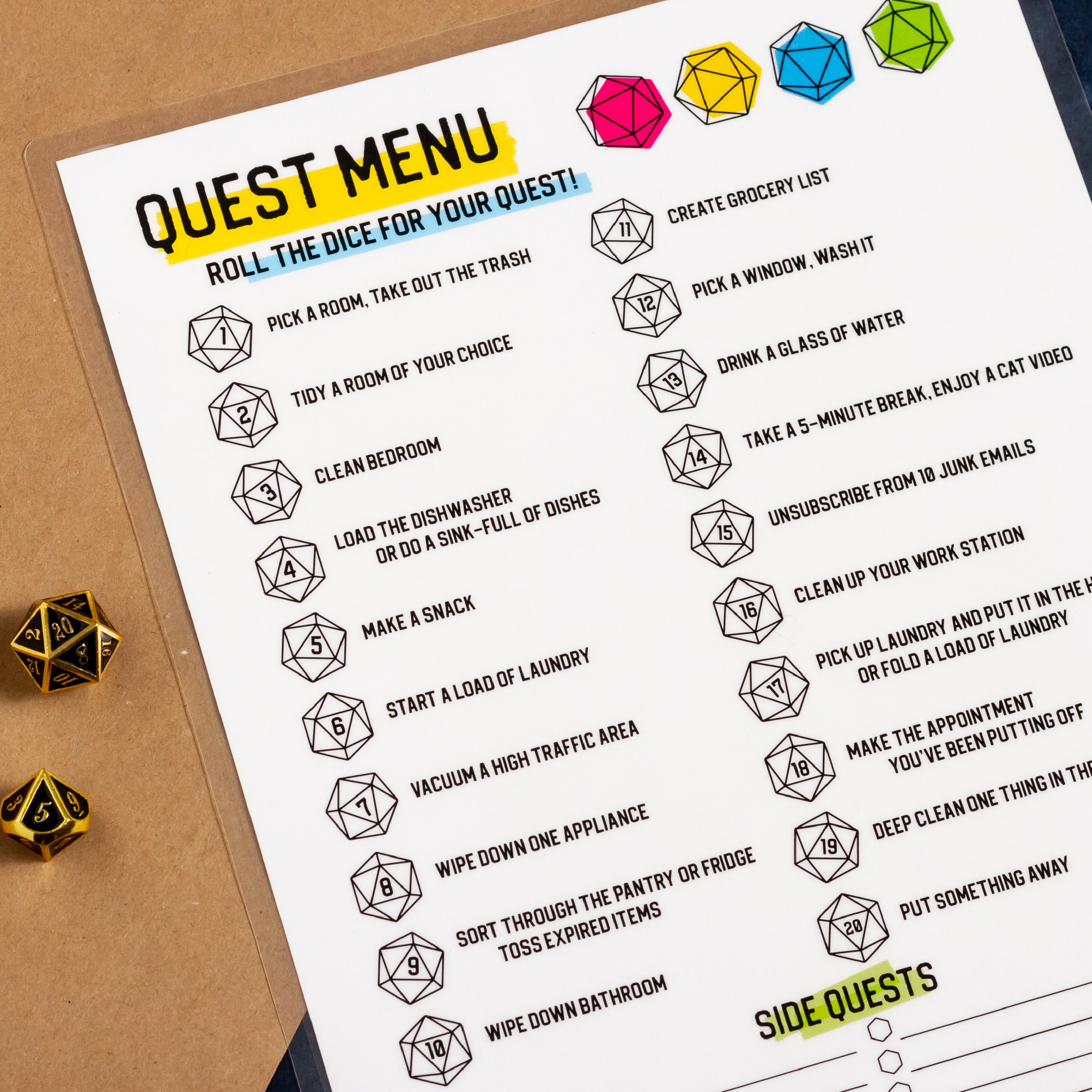 Quest Menu With Side Quest Slots Digital Download - Etsy
