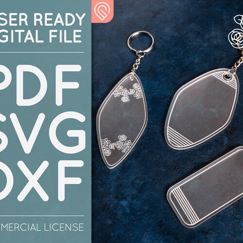 Keychain Templates Commercial License Glowforge Cut File - Etsy