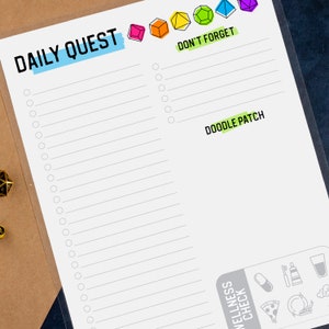 Daily Quest Checklist With Wellness Tracker | Digital Download ...