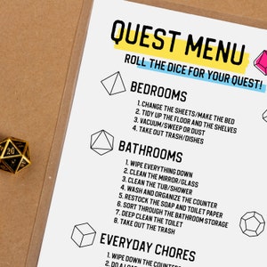 Quest Menu With Side Quest Slots Digital Download Printable Chore List ...