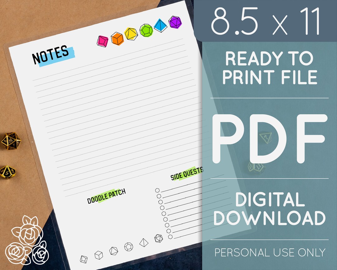 Printable Notes and Doodle Page | Printable Planner | Bullet Journal ...