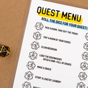 Quest Menu With Side Quest Slots | Digital Download | Printable | Chore ...