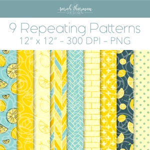 Summertime Lemons Clip Art Bundle | Repeating Patterns | Scrapbooking ...