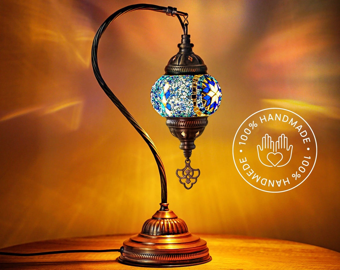 Handmade Mosaic Lamp, Decorative Mosaic Table-bedside Lamp, Blue - Etsy