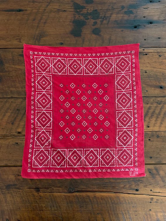 1960’s Red Bandanna/Diamond and Square Shape Pattern … - Gem