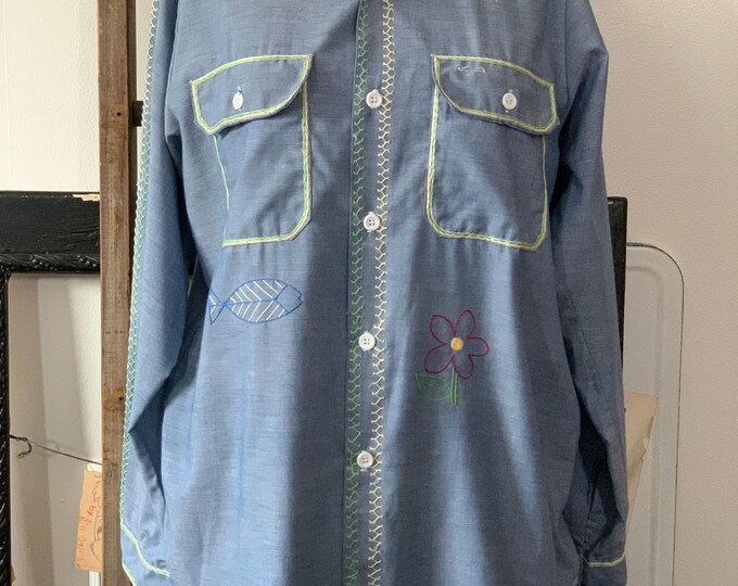 Vintage King Kole Embroidered Button Down/vintage King Kole Embroidered ...