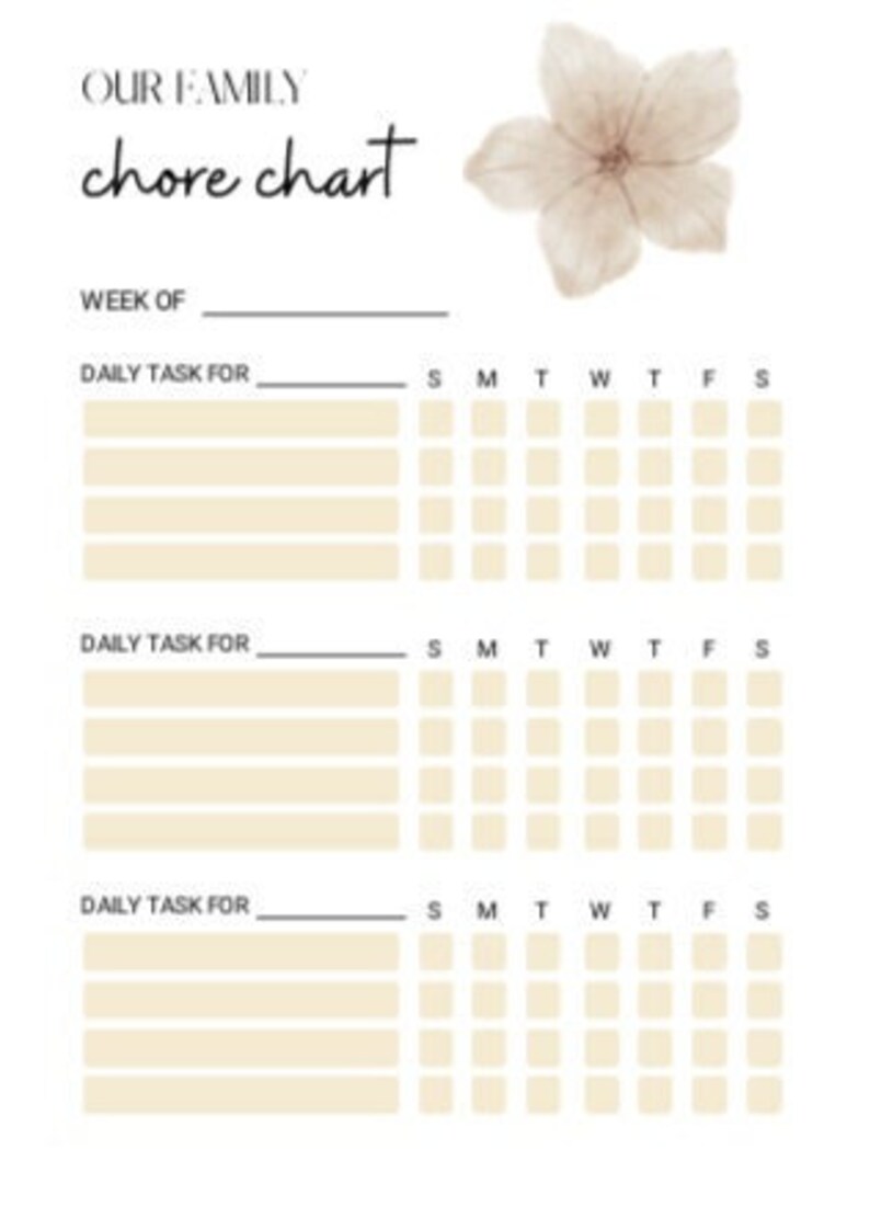 Weekly Family Chores Chart Printable - Etsy UK