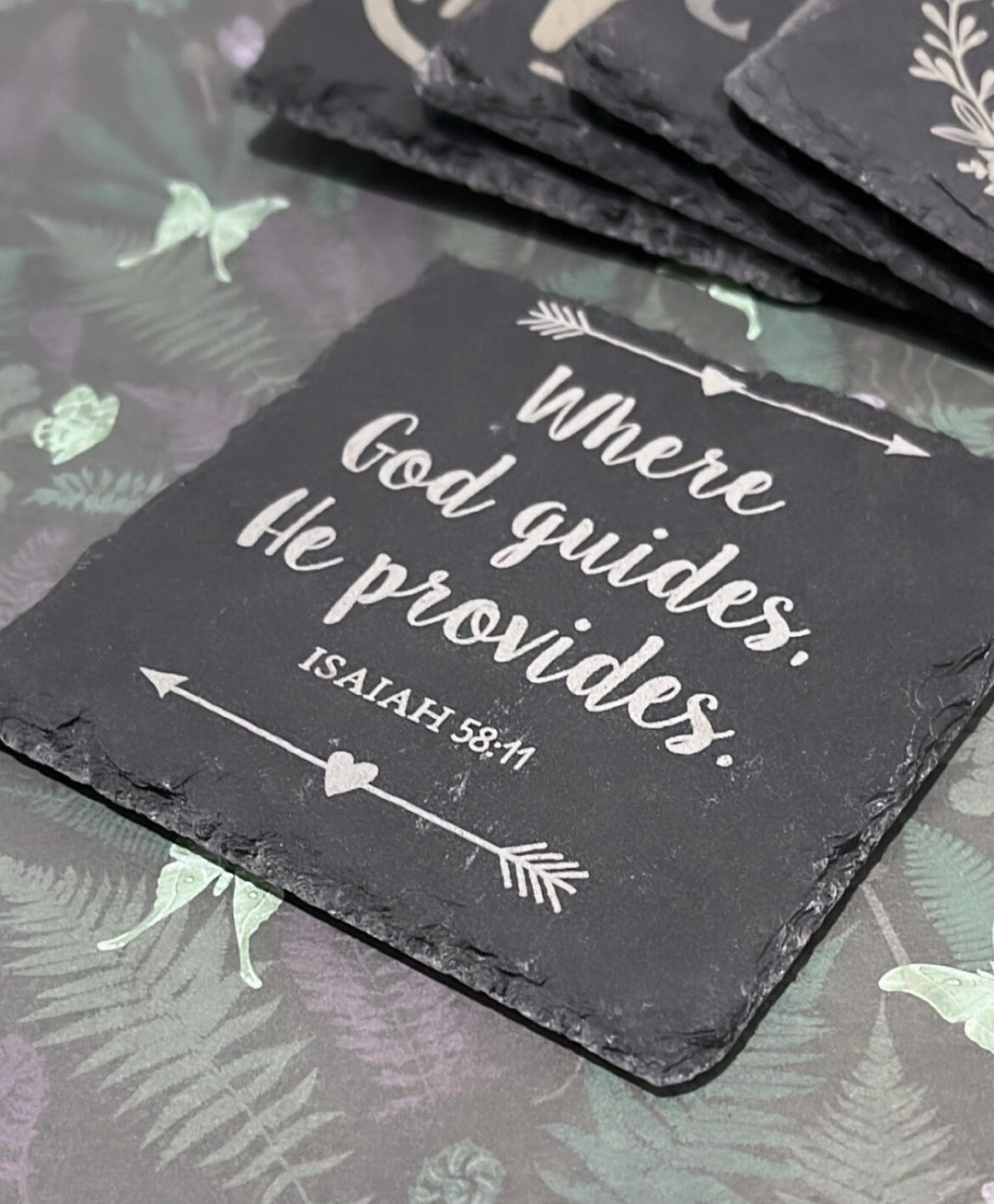 Christian Coasters| Engraved Slate Coasters | Bible Quote Gift | Bible ...