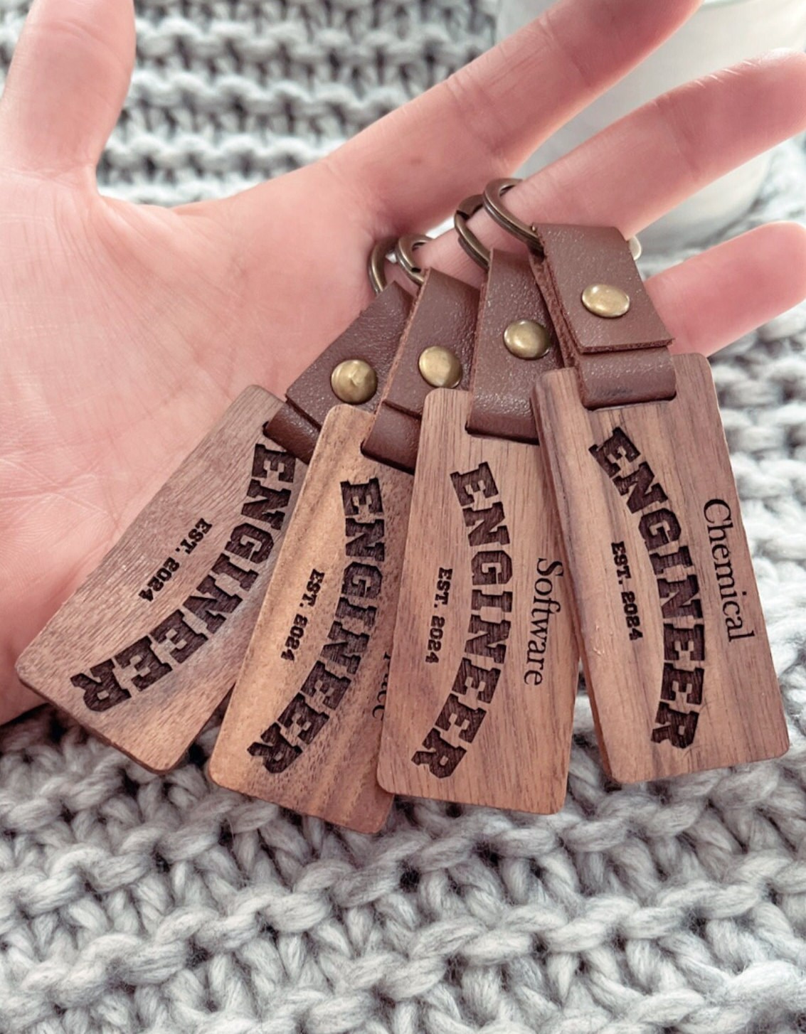 Personalized Engineer Graduation Gift, Walnut Wood Keychain - Etsy
