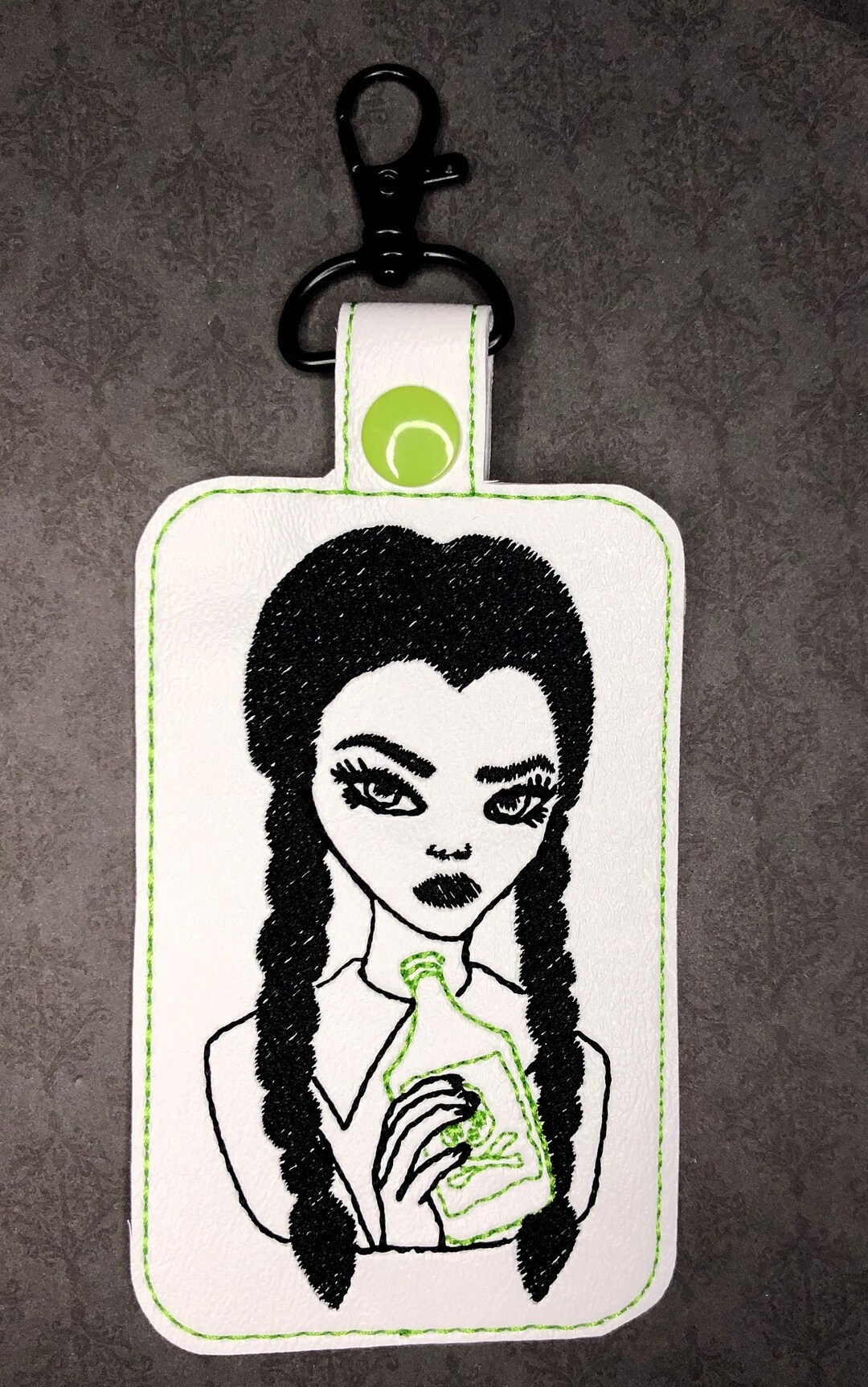 Wednesday Addams Snap Tab Keychain Handmade - Etsy