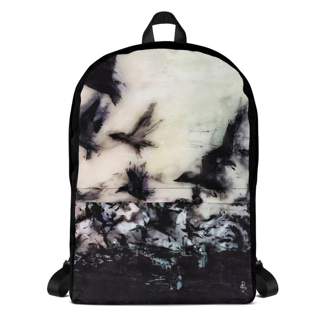 Murder of Crows Backpack - Stylish Original Art Printed Black and White ...