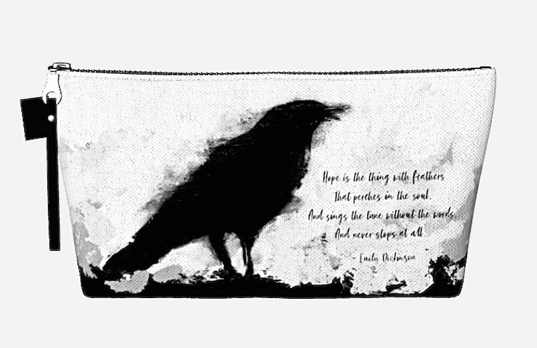 Crow Poem Makeup Bag, Original Crow Art Printed Carry-all Toiletry Bag ...