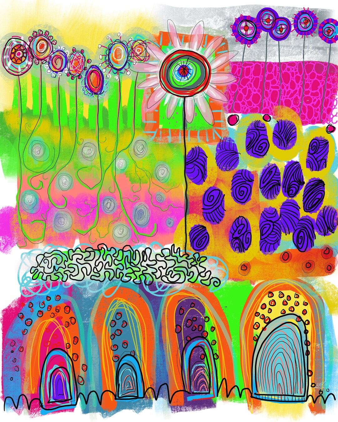 Flower Garden Expressionist Painting - Fine Art Giclee Prints - Vibrant ...