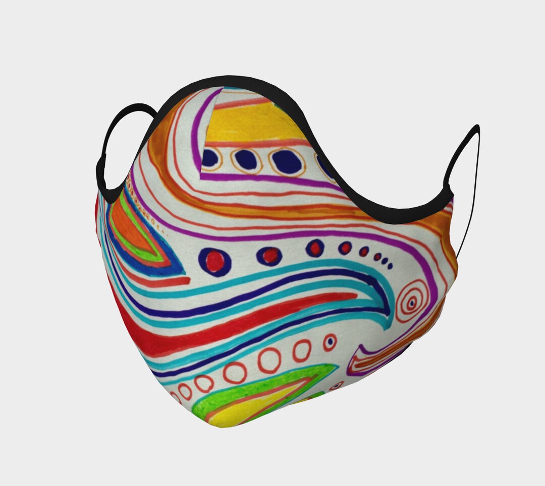 Doodle Art Hand Drawn Face Mask, Colorful Original Art Printed Face ...